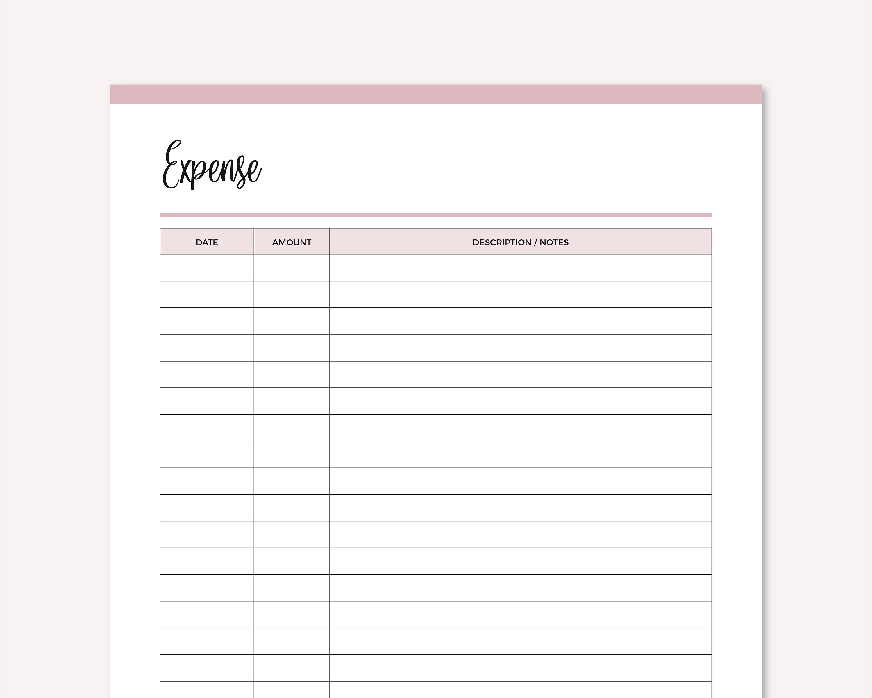 Printable Expense Sheet Spending Tracker Expense Tracking - Etsy UK