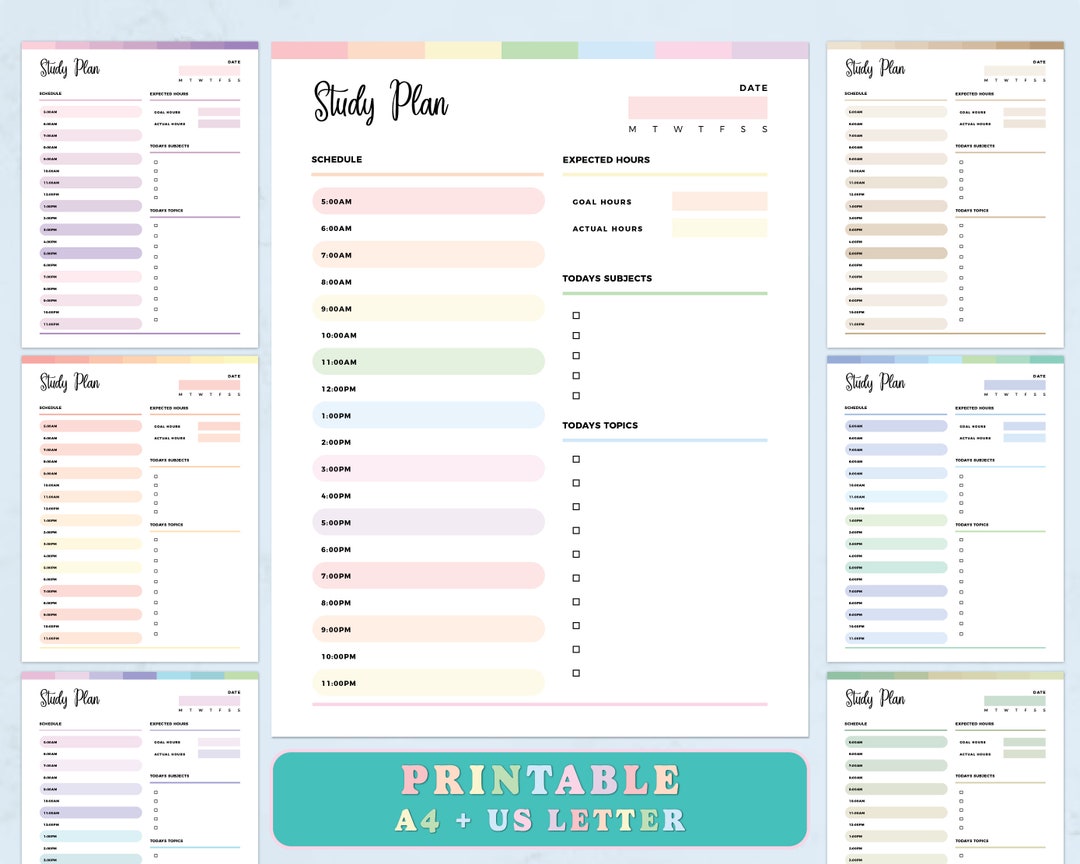 Printable Study Planner PDF, Student Study Plan, Student Planning ...