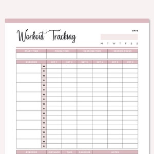Printable Work Out Log, Exercise Tracker, Workout Tracking Sheet ...