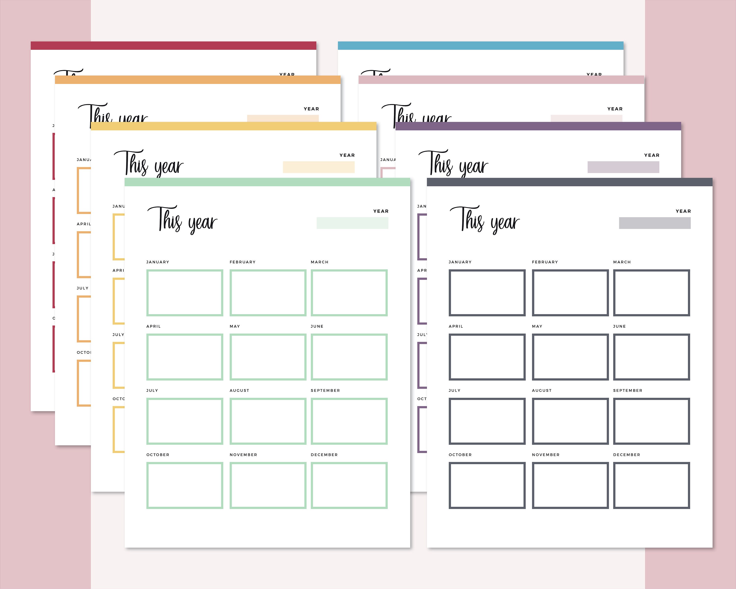Printable Year at a Glance Planner Page Print at Home Yearly - Etsy ...
