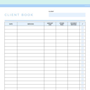 Editable Client Tracker, Client Book, Client Log, Client Payment ...