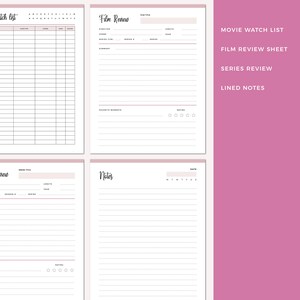 Movie Journal Printable, Movie Tracker, Film Journal, TV Series Tracker ...