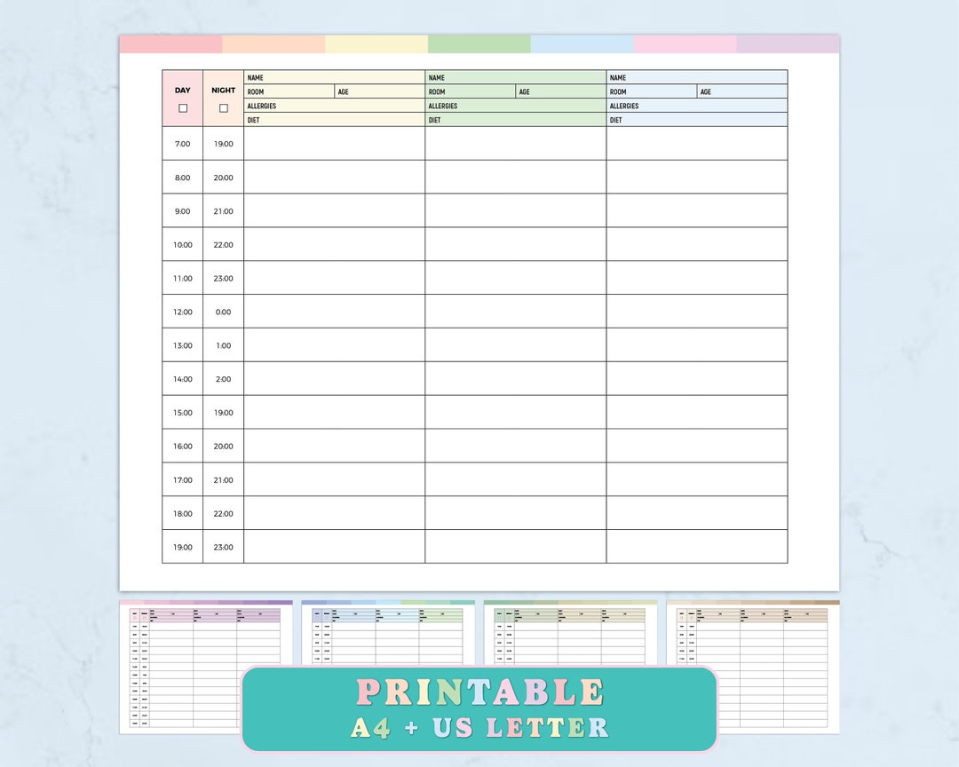 Printable 3 Patient Nurse Planner Nurse Shift Planner - Etsy
