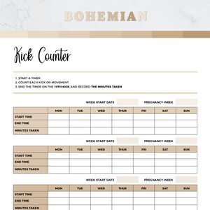 Baby Kick Counter PDF, Fetal Kick Count Log, Baby Movement Tracker ...