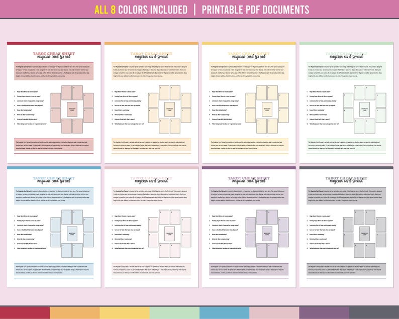 Printable Tarot Spread Cheat Sheet, Tarot Reading Guide, Beginners ...