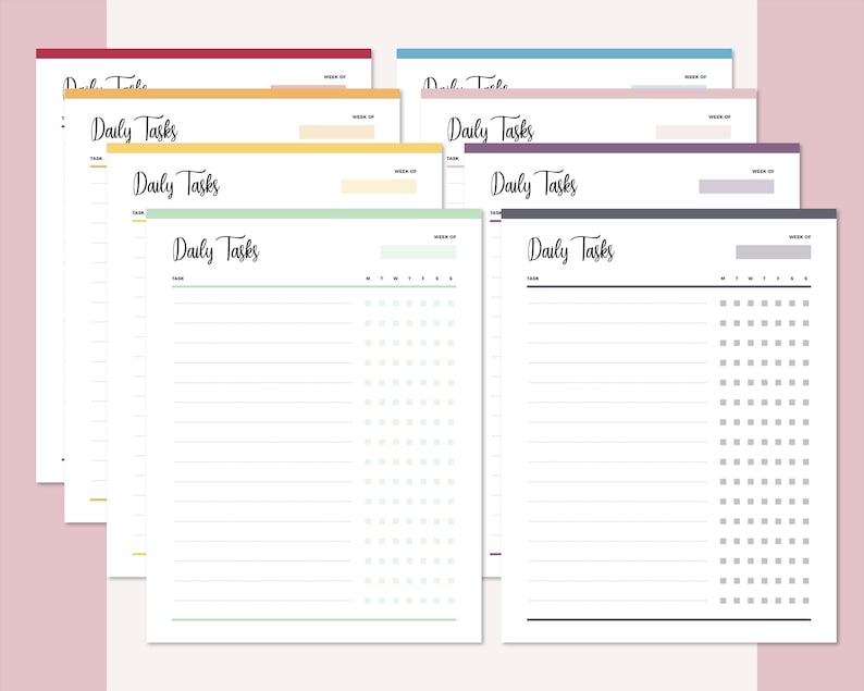 Daily Checklist Printable Daily Task Checklist Print at Home - Etsy