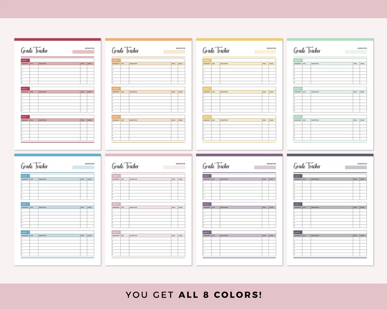 Printable Grade Tracker Homeschool Gradebook Student Grading - Etsy