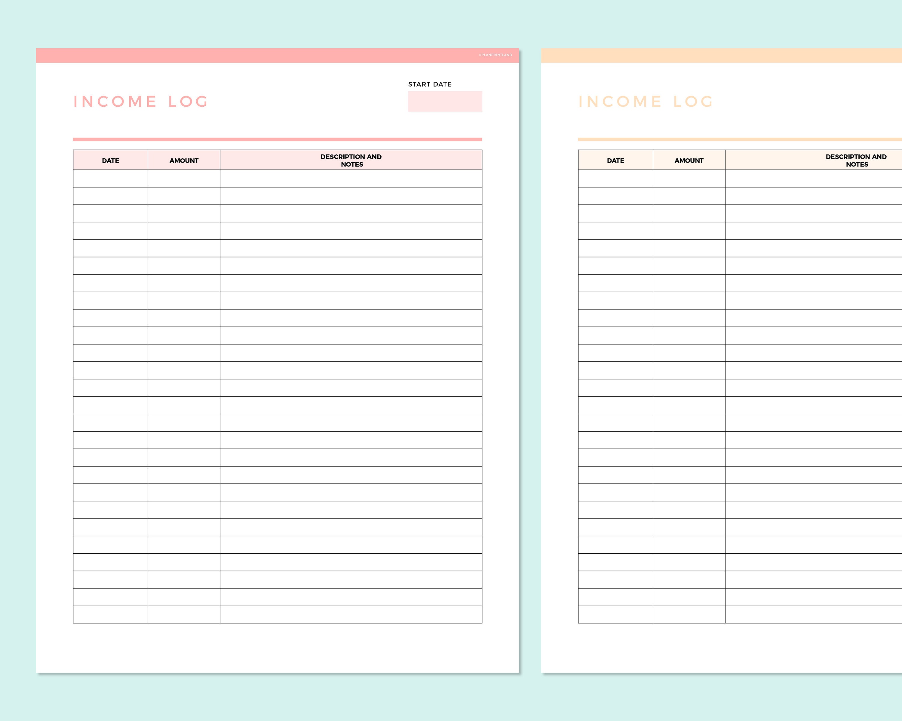 Editable Income Tracker Printable Fillable Income Log Side - Etsy UK