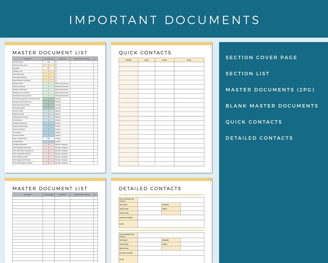 PCS binder printable PCS checklist Military move planner | Etsy