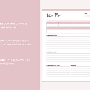 Printable Homeschool Lesson Planner, Home School Lesson Plan Outline, Homeschooling Lesson ...