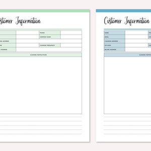 Printable Customer Information Sheet for Cleaning Businesses, Cleaning ...