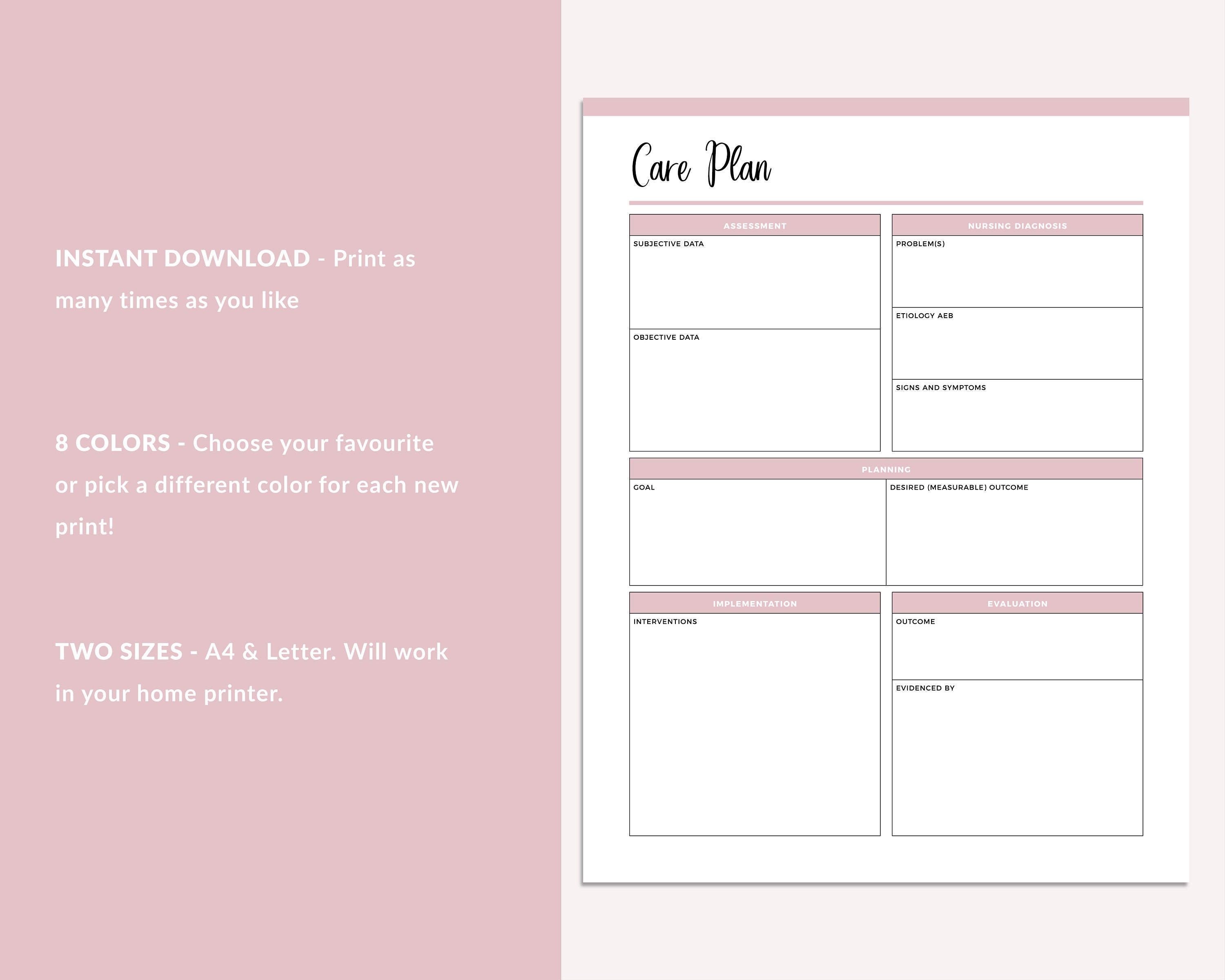 Printable Nursing Care Plan ADPIE Nursing Student Resources - Etsy Ireland