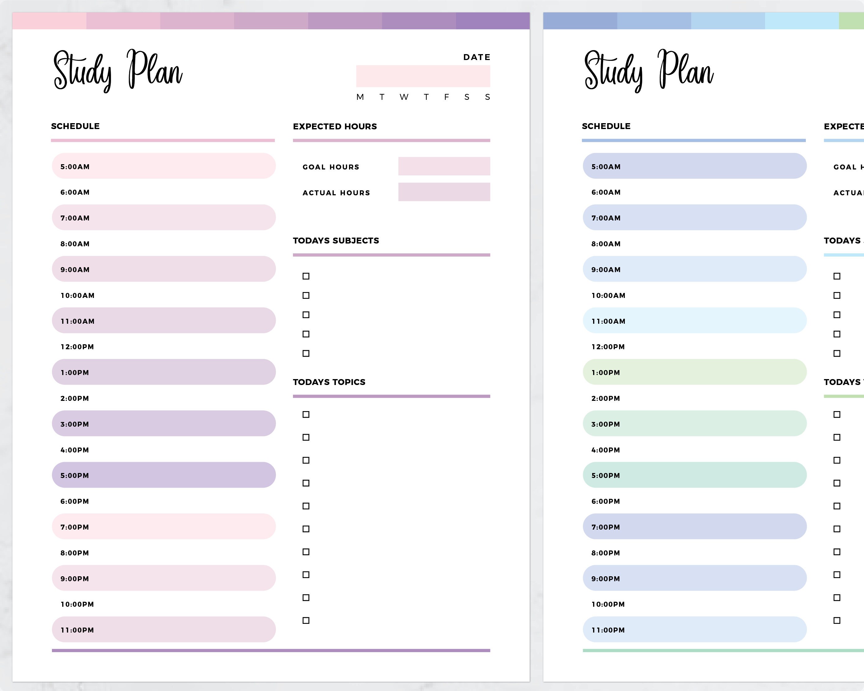 Printable Student Study Planner, Timetable Template (PDF) - Etsy