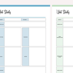 Homeschool Unit Study Planner Printable, Unit Study Template for ...