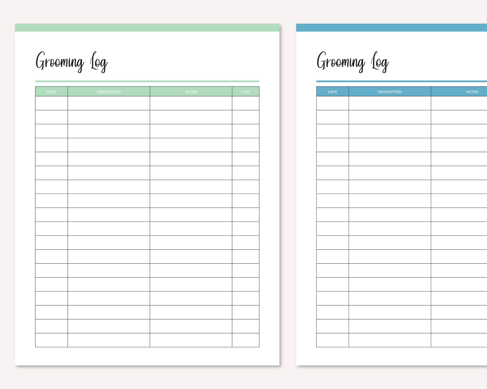 Printable Pet Grooming Tracker, Dog Grooming Log, Cat Care Tracking ...