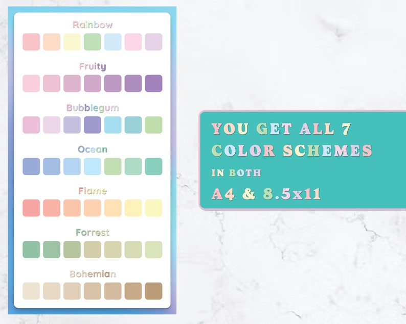 Printable Contact List Template, Rainbow Colors (PDF) - Etsy