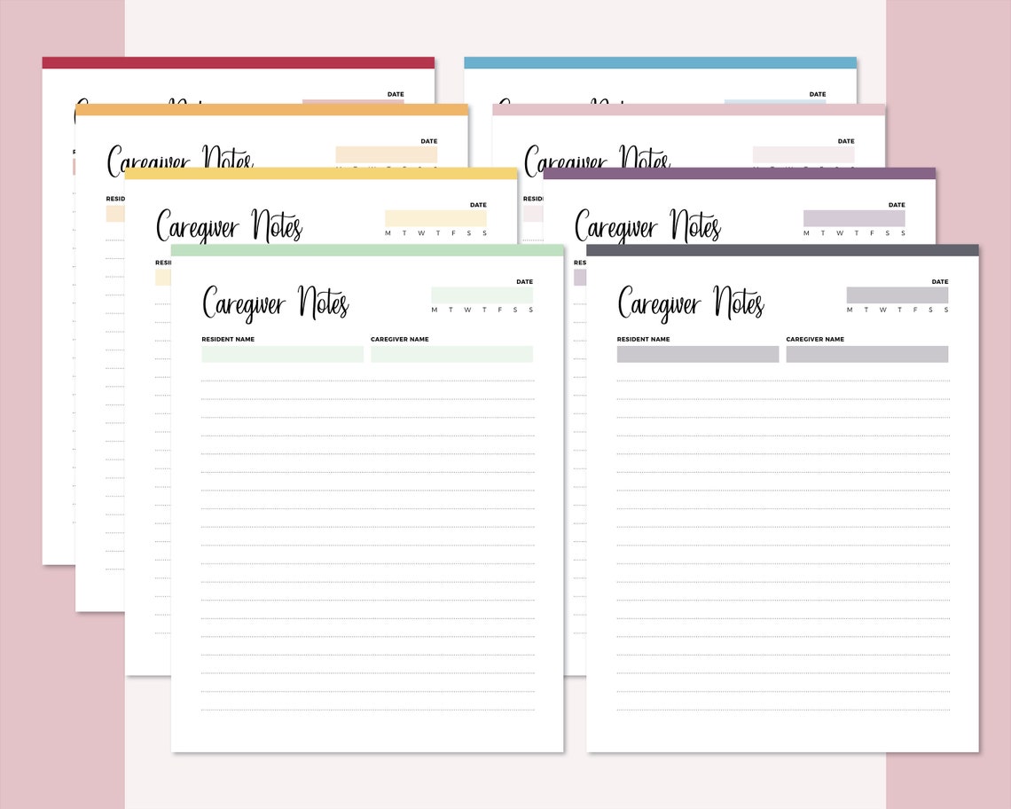 Caregiver Notes Printable Care Giver Note Taking Skeet Notes - Etsy