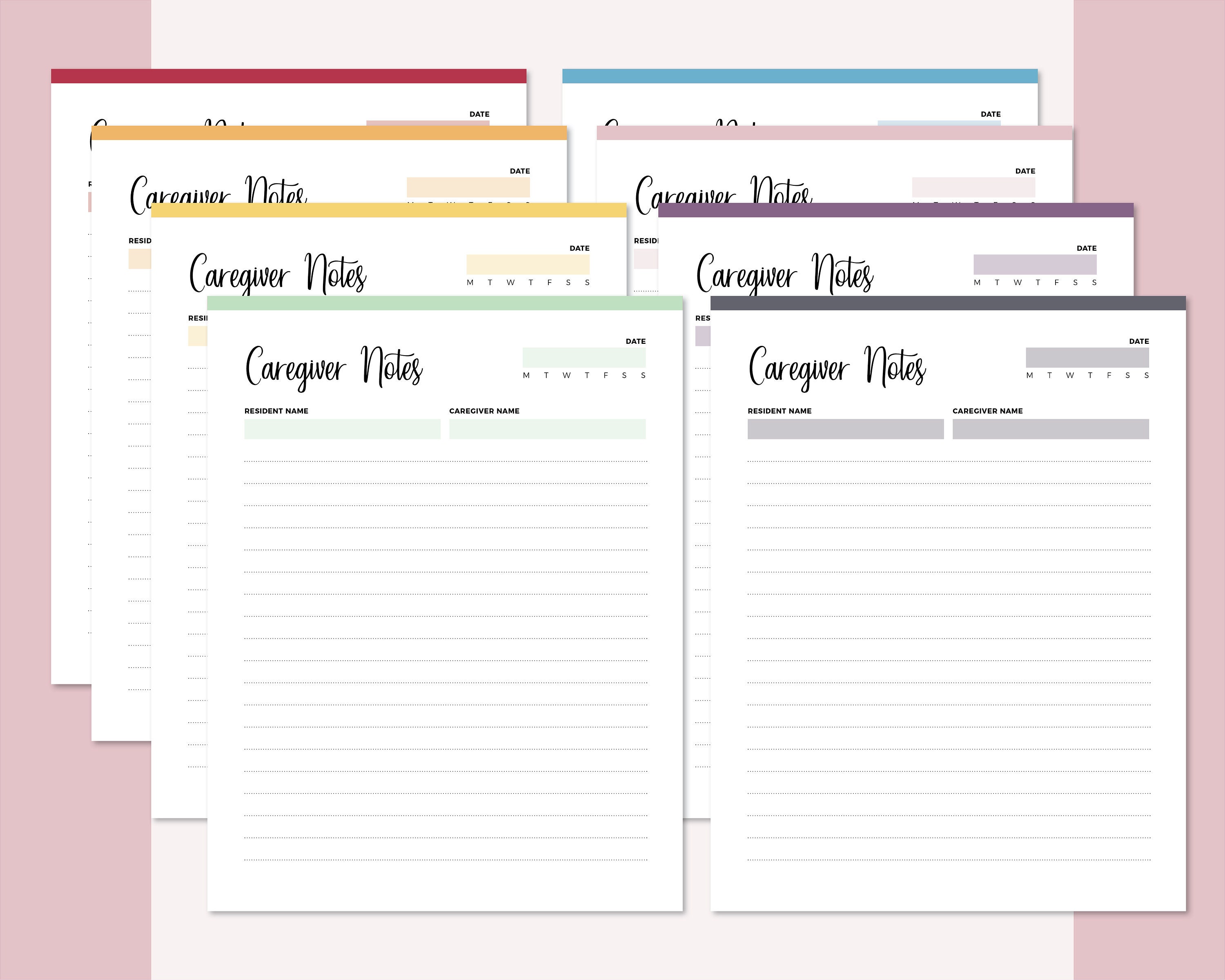 Caregiver Notes Printable, Care Giver Note Taking Skeet, Notes for ...