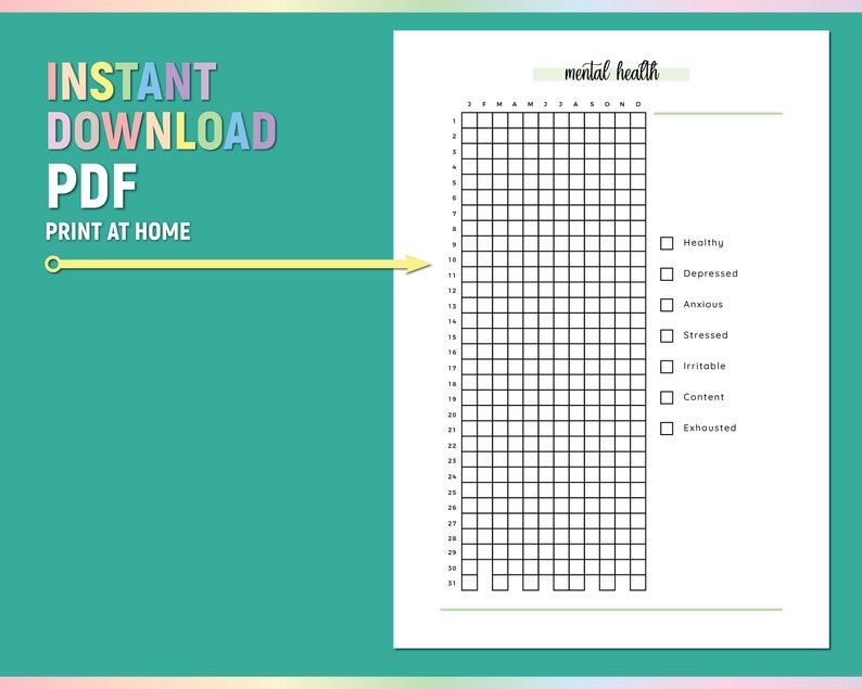 A5 Mental Health Tracker, Printable Mindfullness Journal, Simple Mental ...