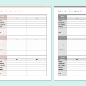 Editable Utility Switching Tracker Printable, Moving House Checklist ...