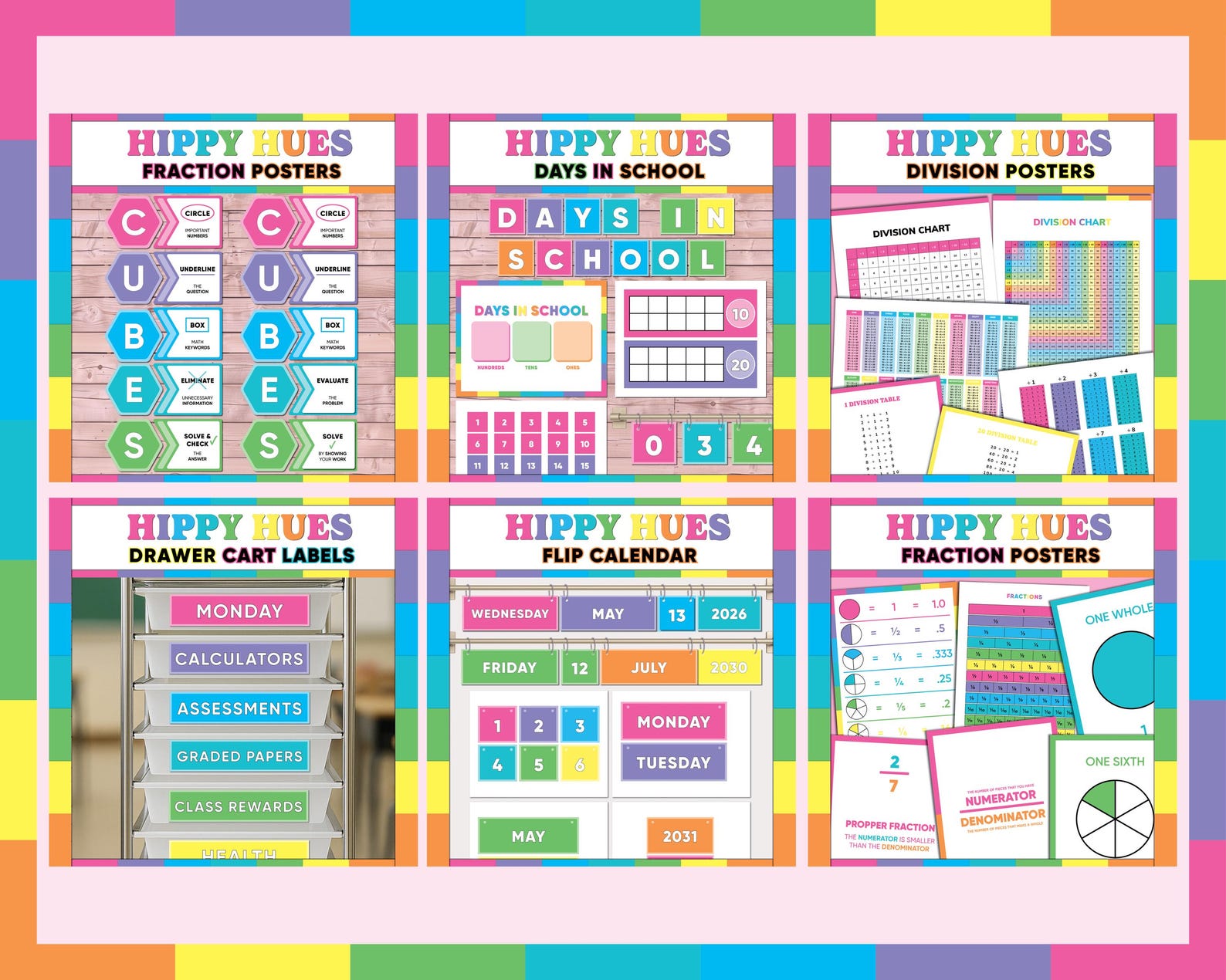 Bright Rainbow Classroom Decor Bundle | Colorful Bulletin Board Pack ...