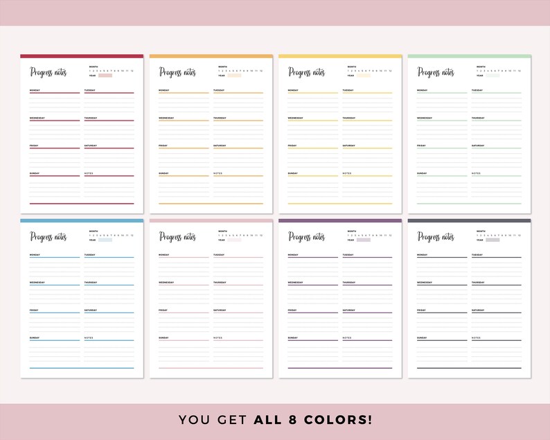 Printable Task Progress Notes, Weekly Task Tracker, Task Journal ...