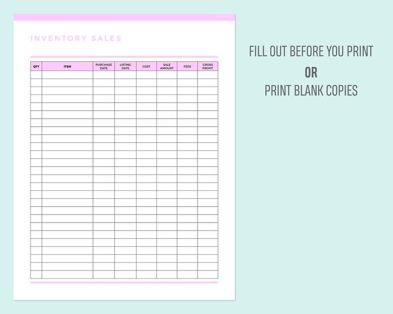 Editable Inventory Tracker Printable, Fillable Inventory Sheet ...