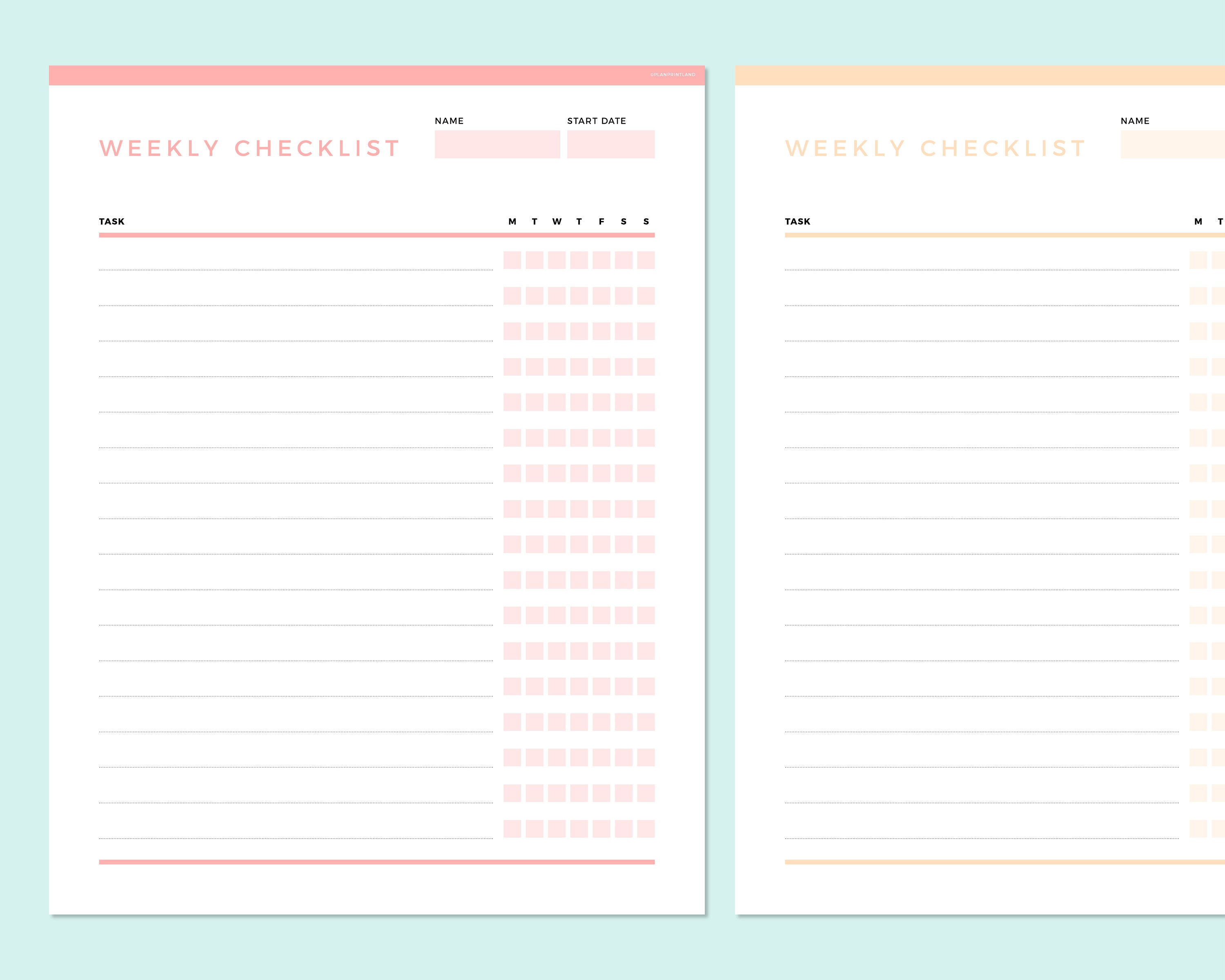 Editable Minimal Weekly Checklist Week Planner Weekly to Do - Etsy