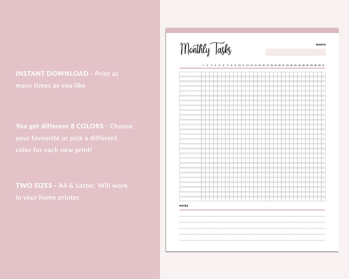 Printable Monthly Task Sheet Task Checklist to Do List - Etsy UK