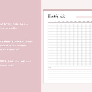 Printable Monthly Task Sheet, Task Checklist, to Do List, Business ...