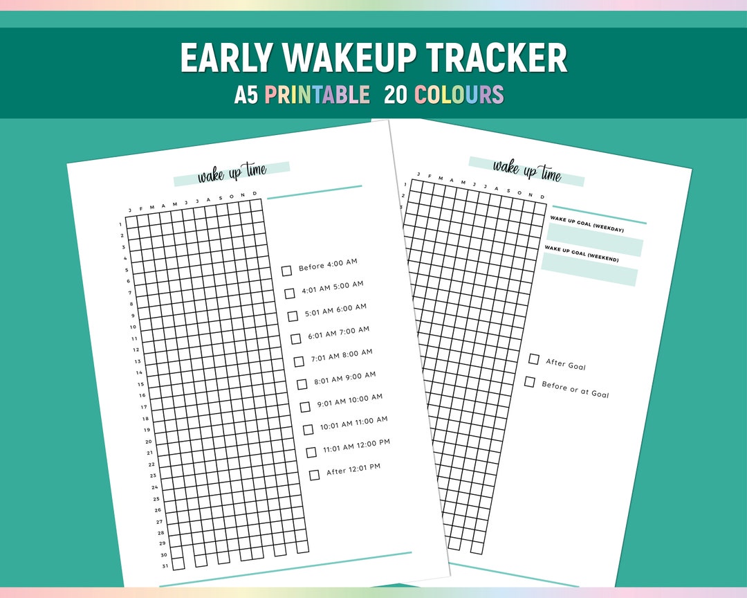A5 Wakeup Time Tracker, Printable Sleeping Routine Journal, Simple ...