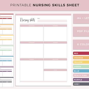 Nursing Skills Sheet Printable, Nursing Student Notes, Nursing School ...