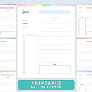 Recipe Template Printable, Blank Recipe Page, Cooking List Sheet ...