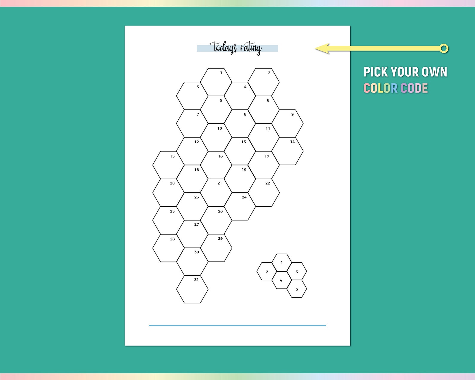 A5 Hexagonal Daily Rating Journal, Printable Hexagon Rating Tracker ...