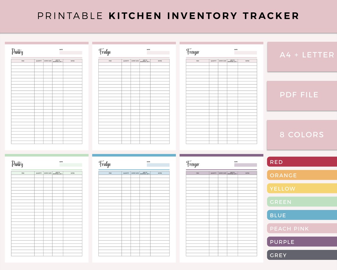 Kitchen Inventory Planner Printable Inventory Tracker Pantry - Etsy