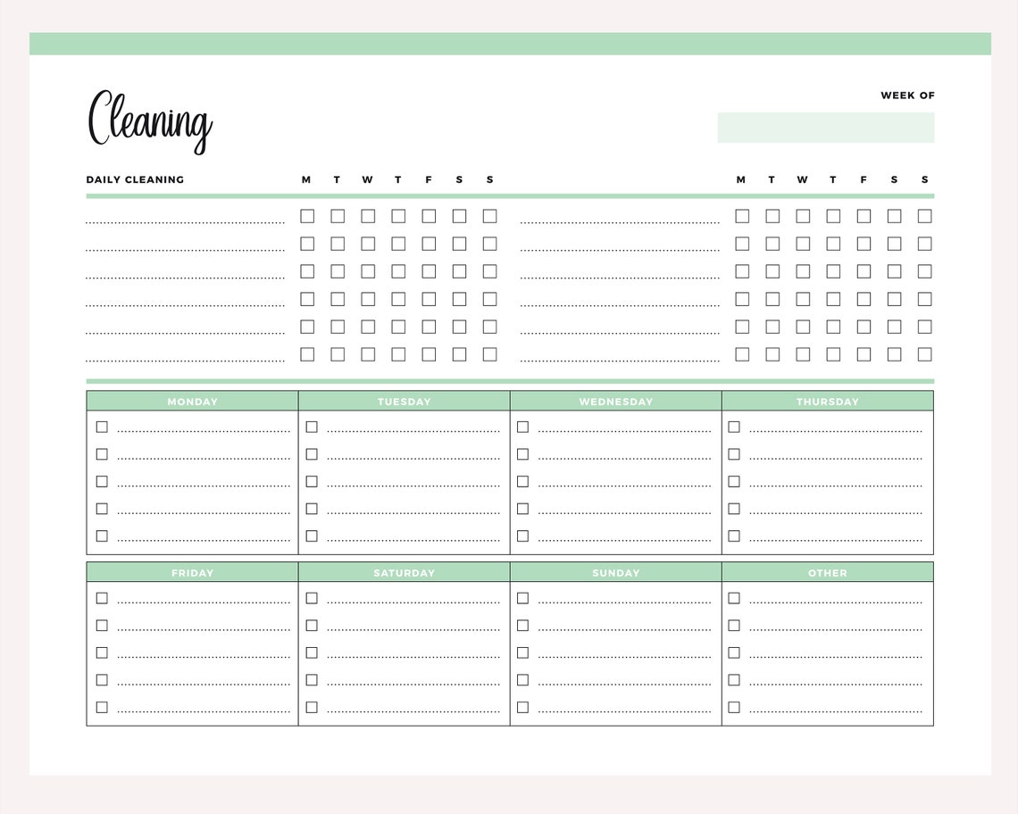 Printable Daily Cleaning Checklist Declutter Tracker Cleaner | Etsy