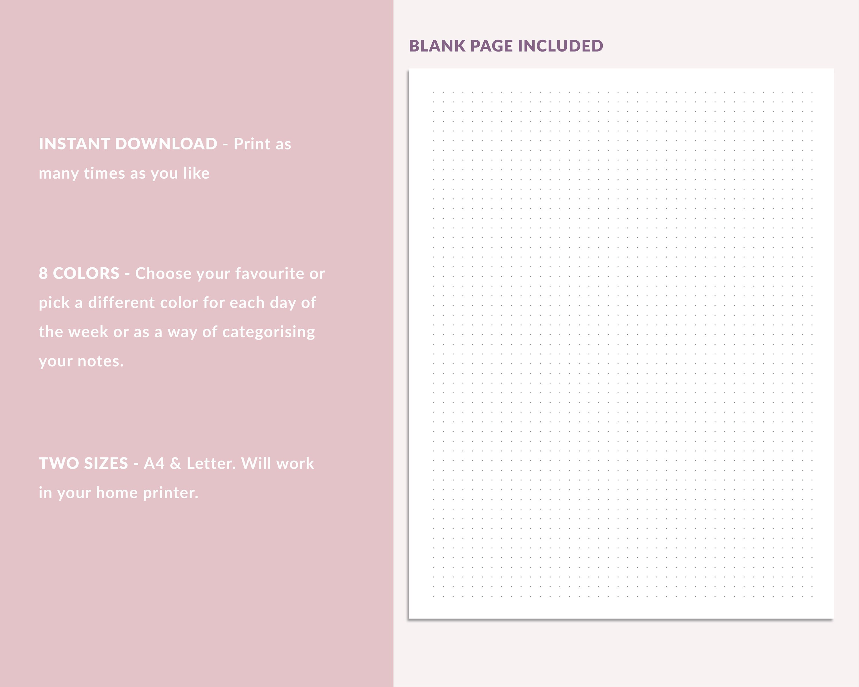 Printable Dot Grid Notes Pages Print at Home Journal Pages | Etsy