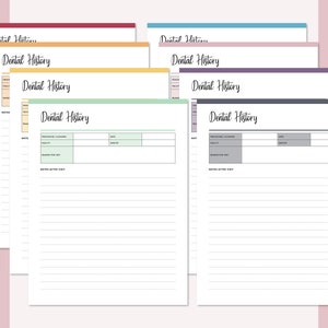 Printable Dental History, Dental Records, Dental Procedures, Dentist ...