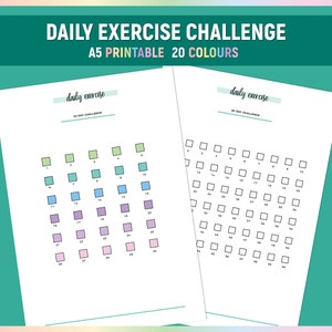 30 Day Daily Exercise Challenge Tracker, 60 Day Fitness Routine Log, A5 ...