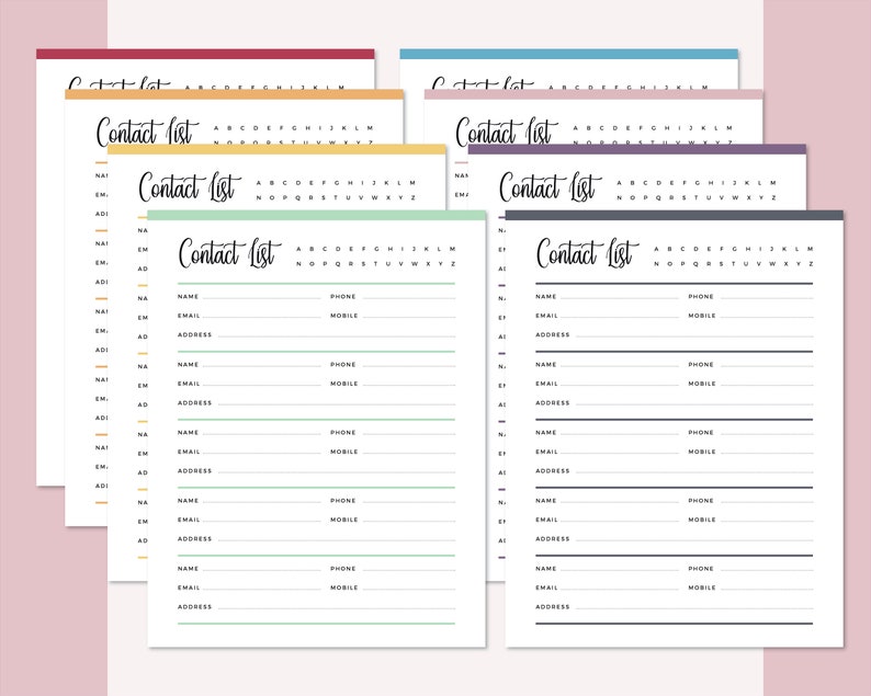 Printable Contact List, Address Book Printable, Client Contact ...