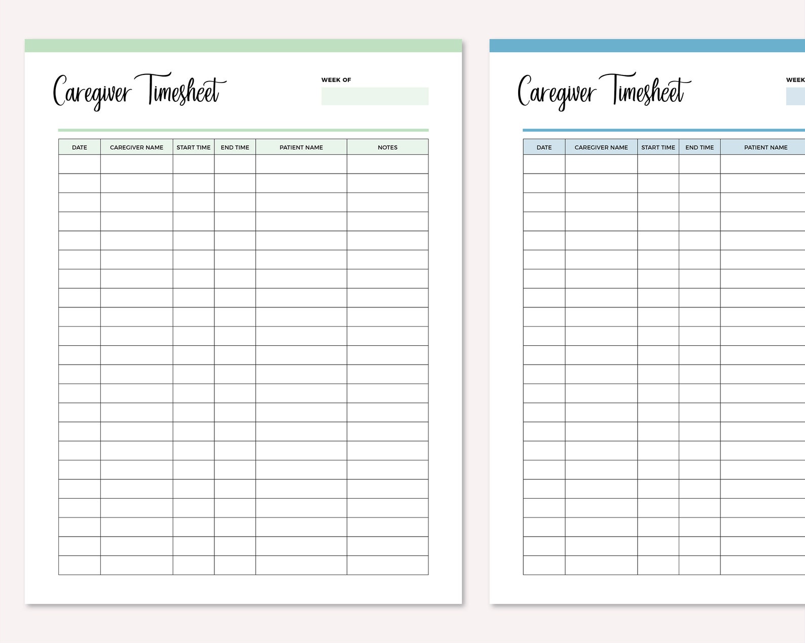 Printable Caregiver Timesheet Home Health Care Time Sheet - Etsy Australia