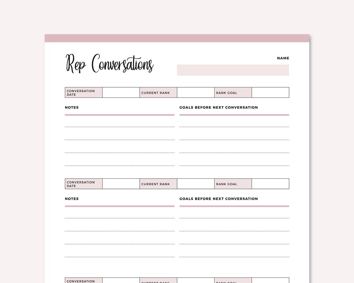 MLM Rep Conversation Log Printable Conversation Tracking - Etsy