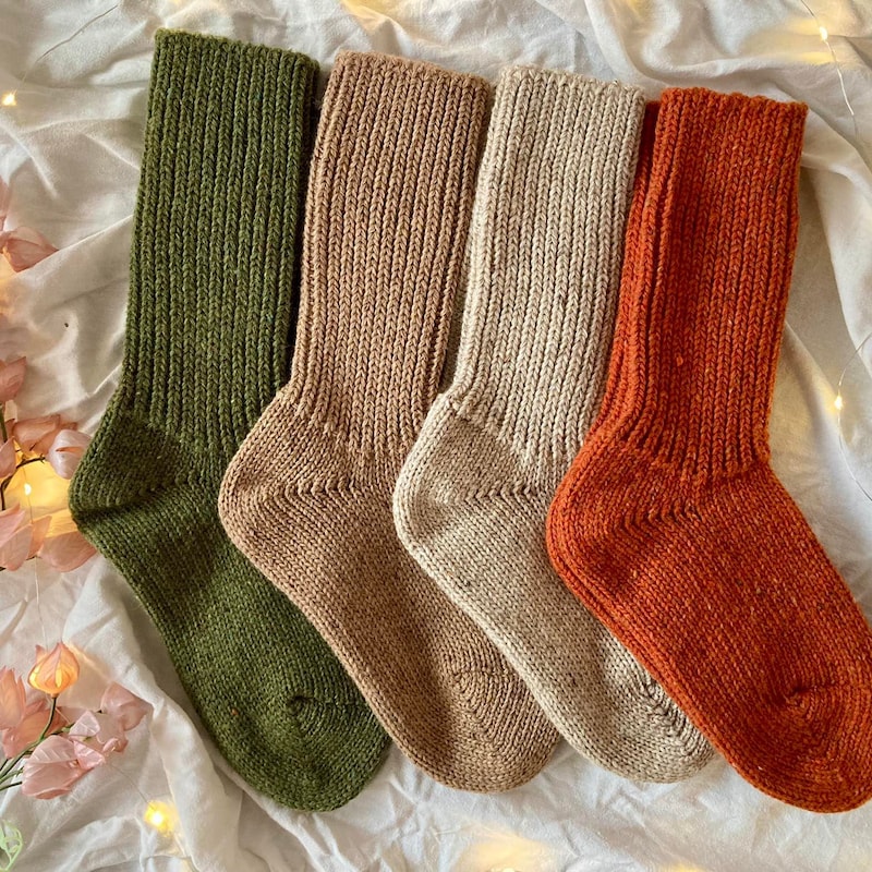 Wool Knitted High Socks - Etsy UK