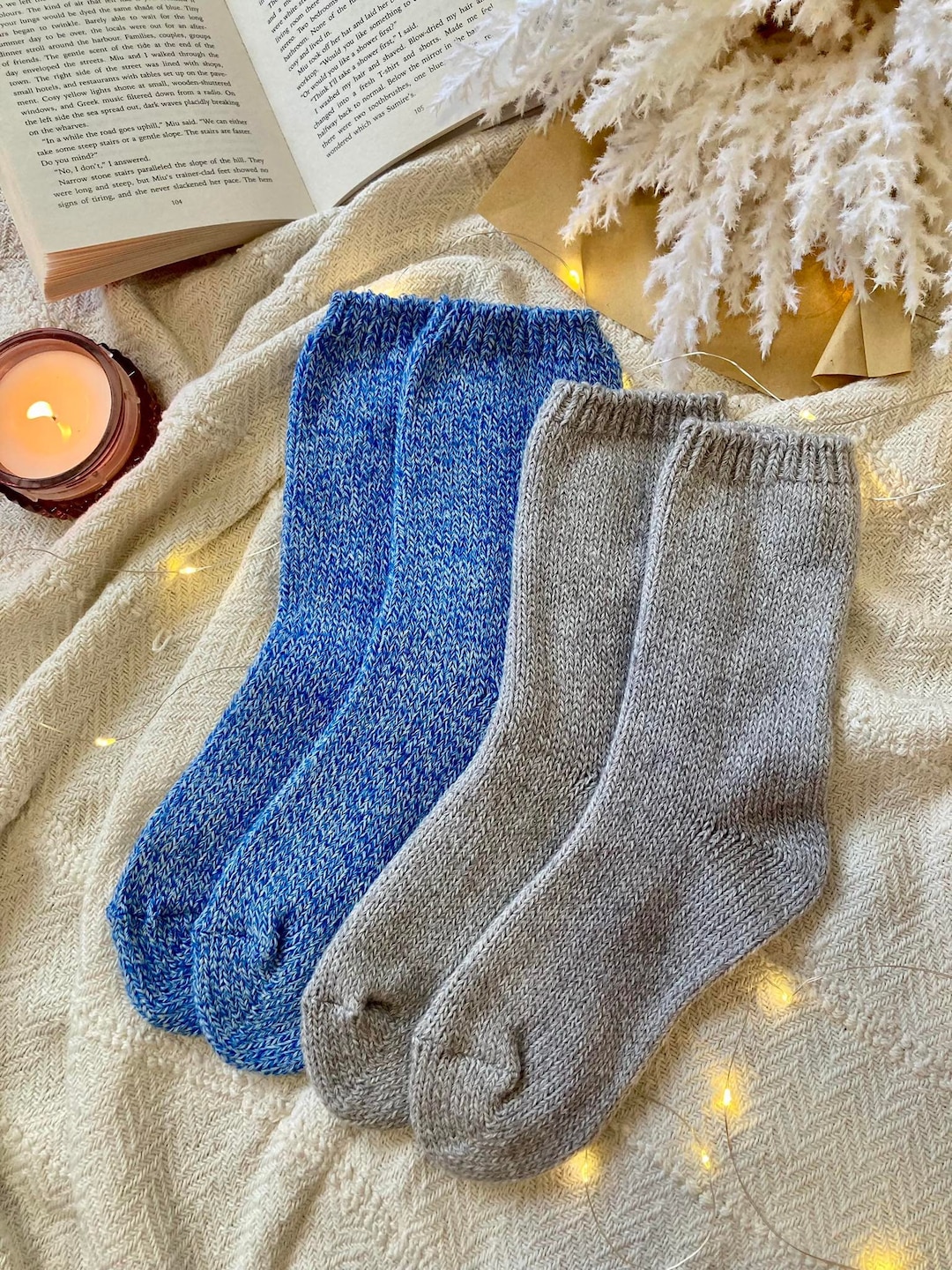 Knitted Wool Socks Warm Winter Socks Great for Hiking Extra Thick Socks ...