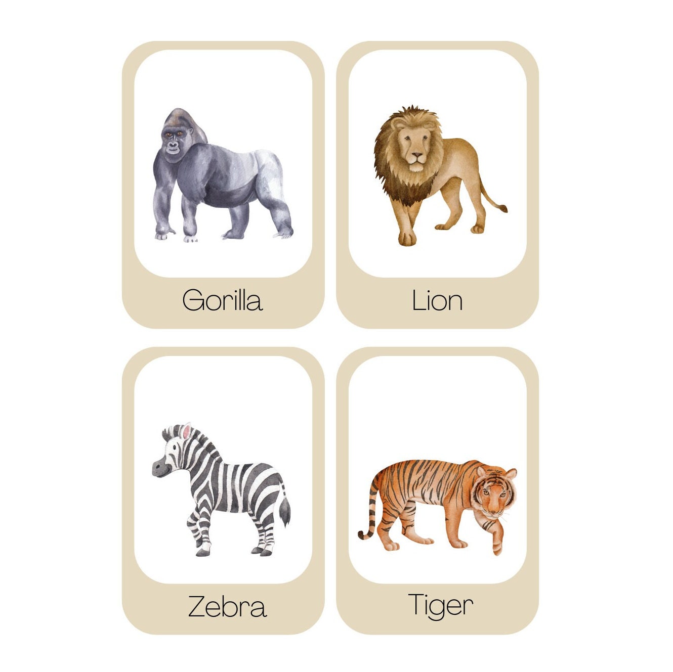 Printable Zoo Animal Flashcards20 Toddler Flashcards Homeschool ...