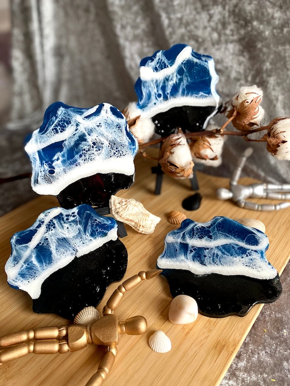 Resin Coaster Set Volcanic Beach Epoxy Coasters Set of 4 - Etsy