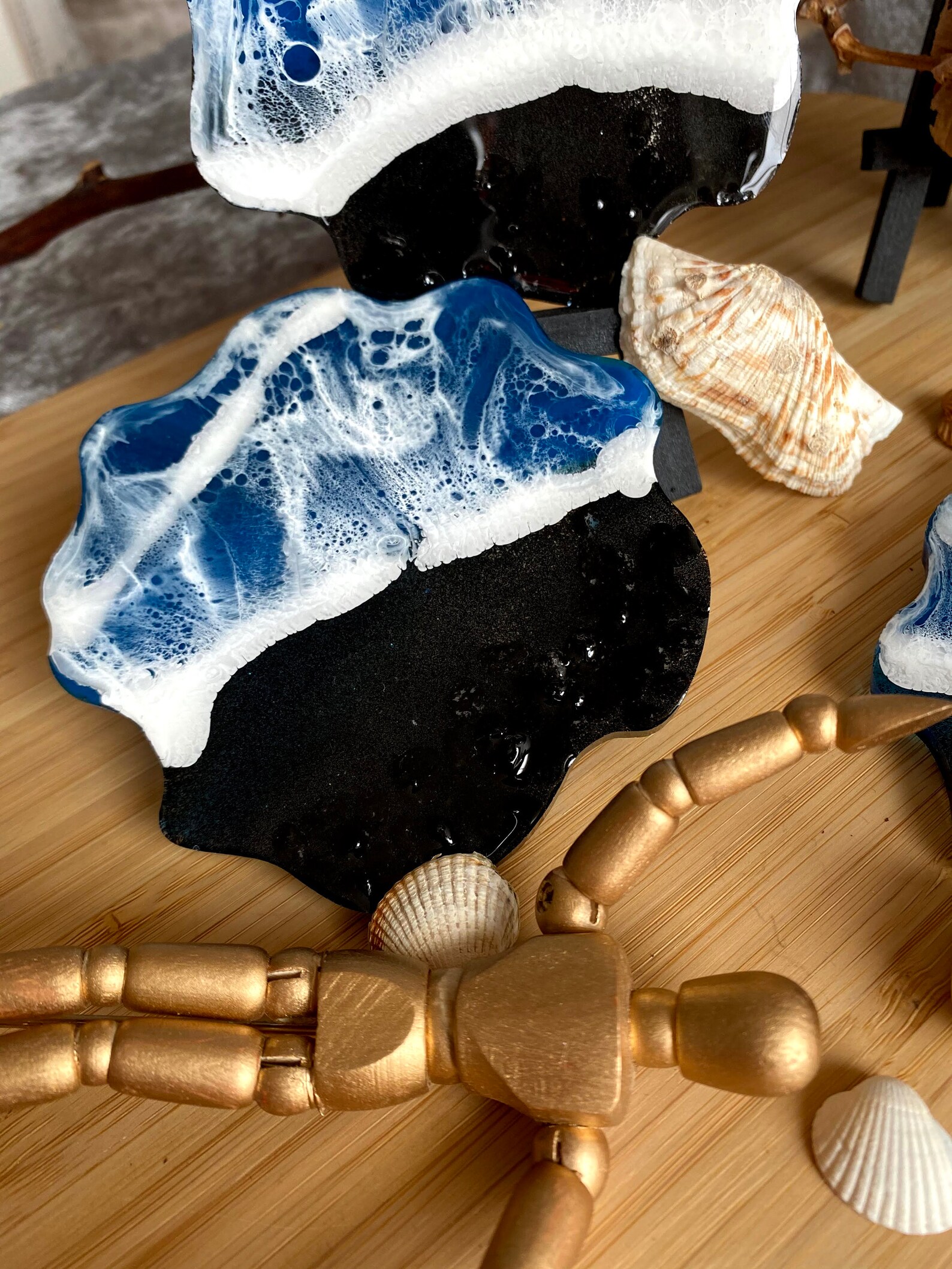 Resin Coaster Set Volcanic Beach Epoxy Coasters Set of 4 - Etsy