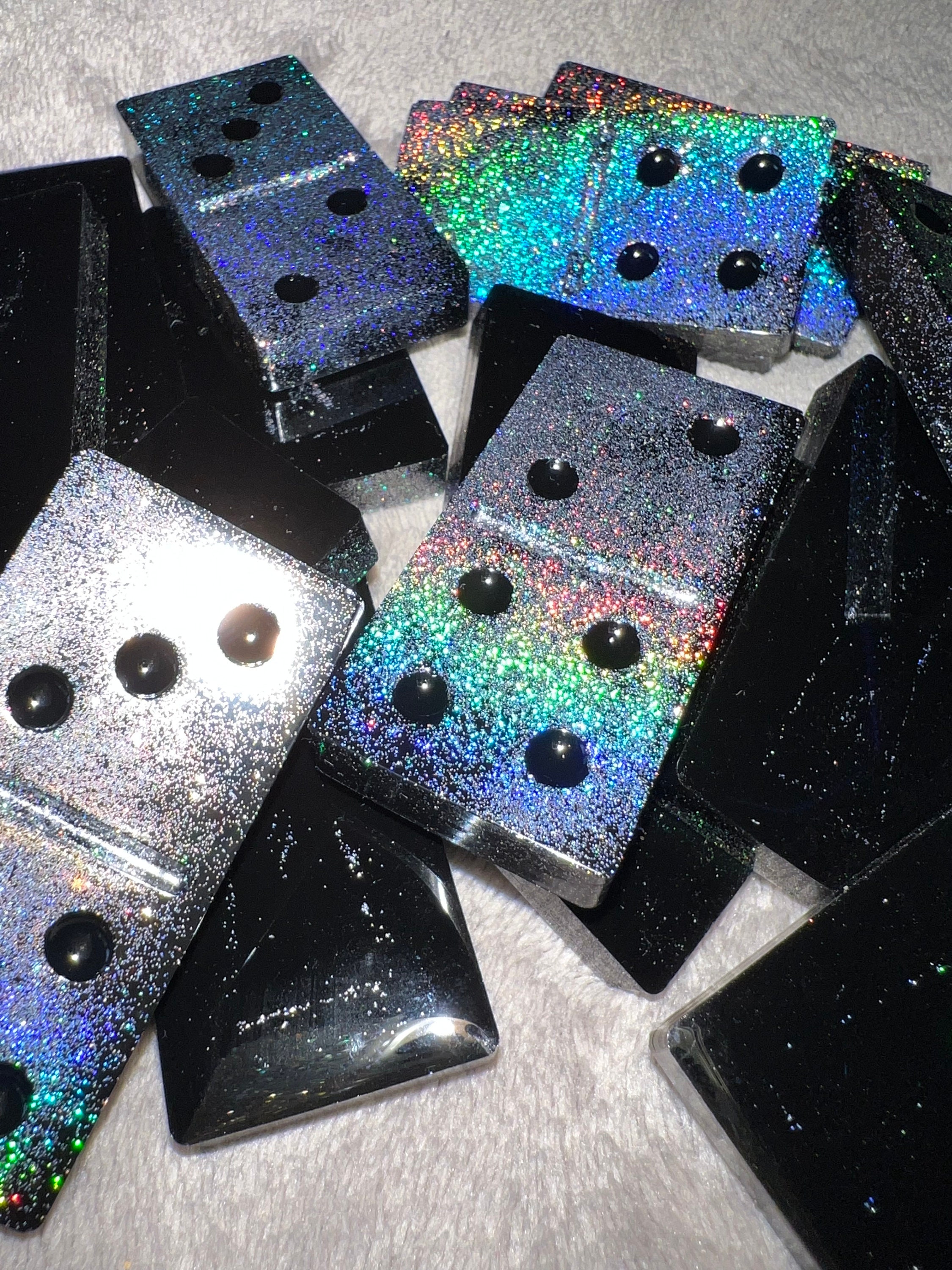 1 Color Custom Handmade Resin Domino Set double 6's/28 Tiles Game Night ...