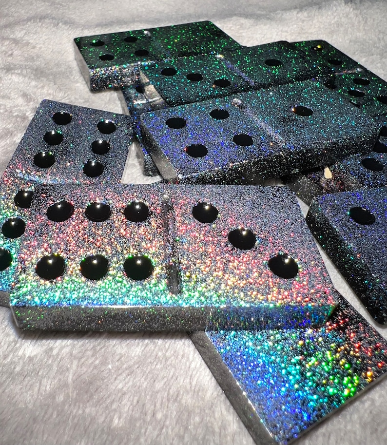 1 Color Custom Handmade Resin Domino Set double 6's/28 Tiles Game Night ...