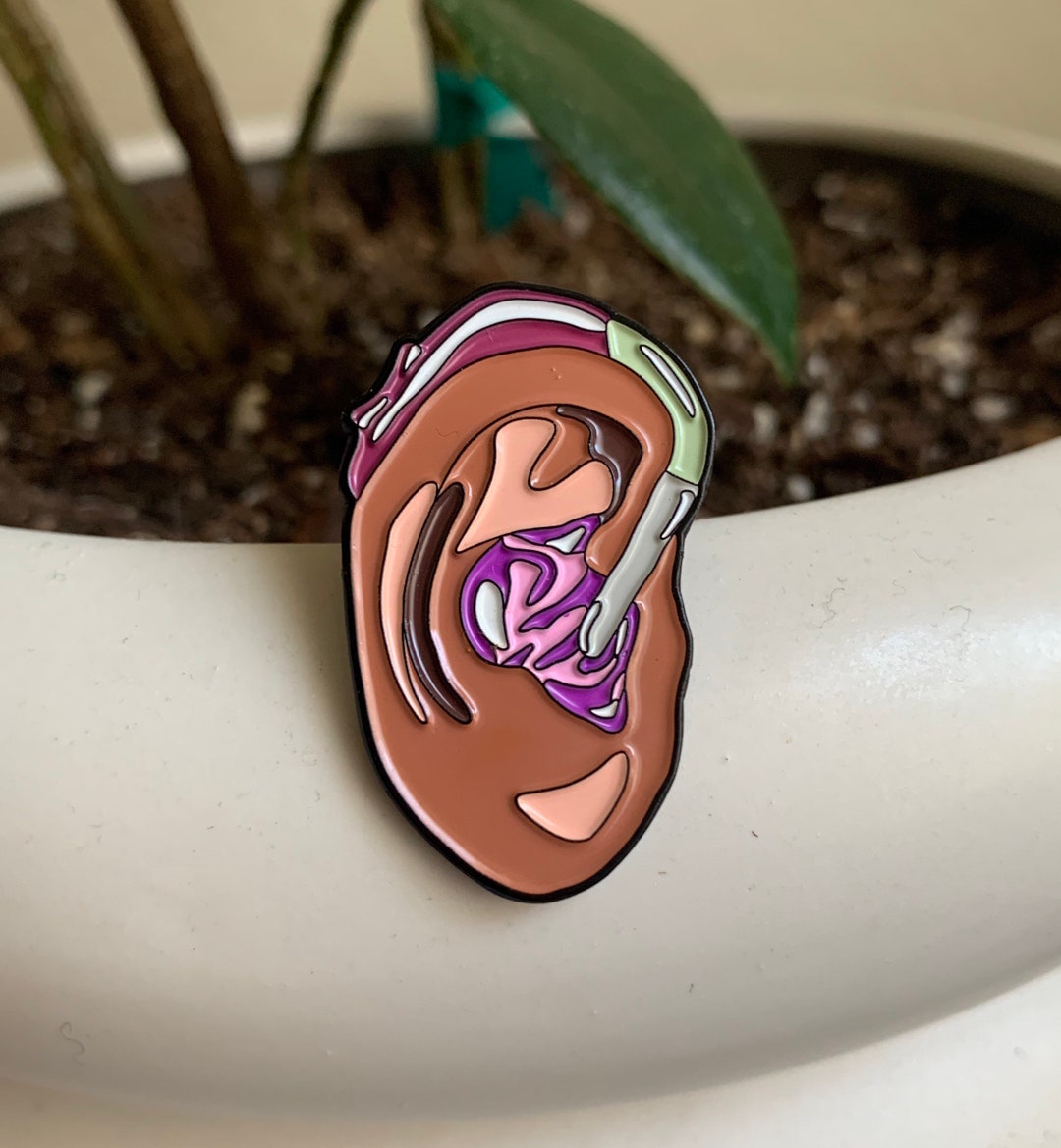 Pink BTE Hearing Aid Ear Enamel Pin, Audiology, Audiologist, Grad ...